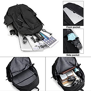 LIMHOO Travel Laptop Backpack with USB Charging Port College Backpack Water Resistant Wear-resistant Daypack Rucksack (Black)