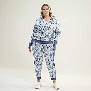 Vera Bradley Women's Active French Terry Color-blocked Jogger Pants With Pockets (Extended Size Range), Fresh-Cut Bouquet, Extra Large