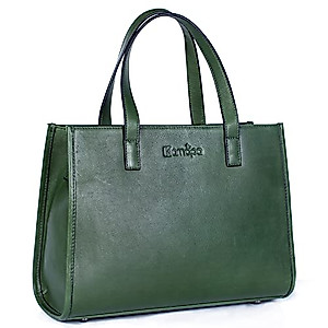 Women's 100% Genuine Leather Handbags Shoulder Tote Organizer Top Handles Crossbody Bag Satchel Designer Purse (Green)