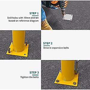YITAHOME Safety Bollard Post, 48" x 4.5" Steel Bollards for Warehouse, Yellow, 1 Pack