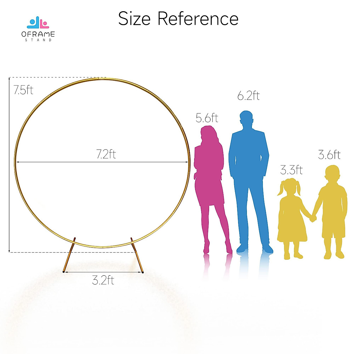 7.2Ft Round Backdrop Stand Circle Balloon Arch Frame Kit for Wedding Flower Ring Party Background Decoration (Aluminum/Gold)……