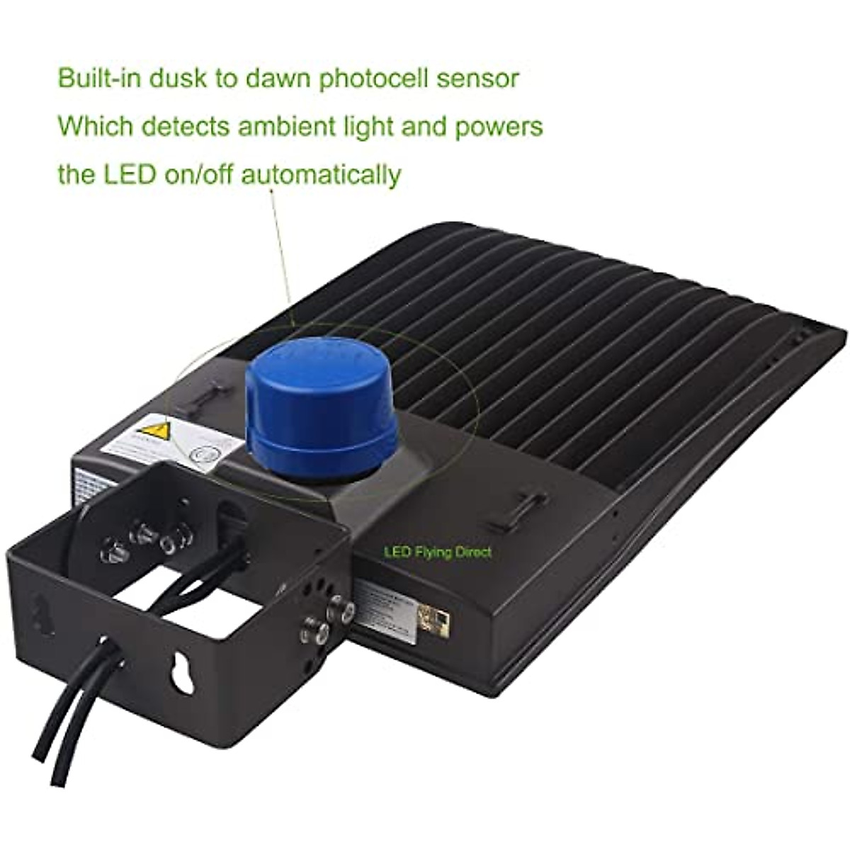 300W LED Shoebox Parking Lot Lights with Dusk to Dawn Photocell Sensor, Surge Protection Built-in, 1-10V Dimmable, 5000K Cool White, 100-277V AC IP65 DLC UL Listed, Yoke/Trunnion/Wall Mount Bracket