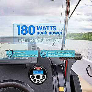 GUZARE Boat Marine Stereo Receiver Bluetooth - 45 x 4 Watts Audio AM FM Gauge Waterproof Radio Tuner Streaming for Boats Golf Cart ATV UTV and Spa Hot Tubs GR304