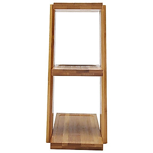 SOONHUA Mini Bamboo Plant Flower Stand,3 Tier Plant Display Ladder Shelf Flower Pot Storage Rack Display Shelving Unit Holder for Indoor and Outdoor Use Decor