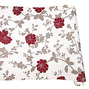 Yifely Red Peony Shelf Liner Self-Adhesive Furniture Paper Old Dresser Drawer Decor Sticker 17.7 Inch by 9.8 Feet