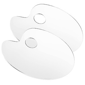 Acrylic Artist Paint Palette 11.8 x 7.9 inches Clear Oval Non-Stick Oil Paint Palette Mixing Transparent Easy Clean Art Paint Pallet (11.8 x 8 inch/2 PCS) (M)