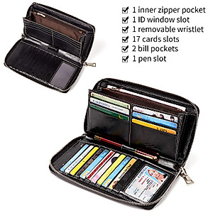 BOSTANTEN Womens Leather Wallets RFID Blocking Large Capacity＆Leather 15.6 inch Laptop Backpack Computer Bag