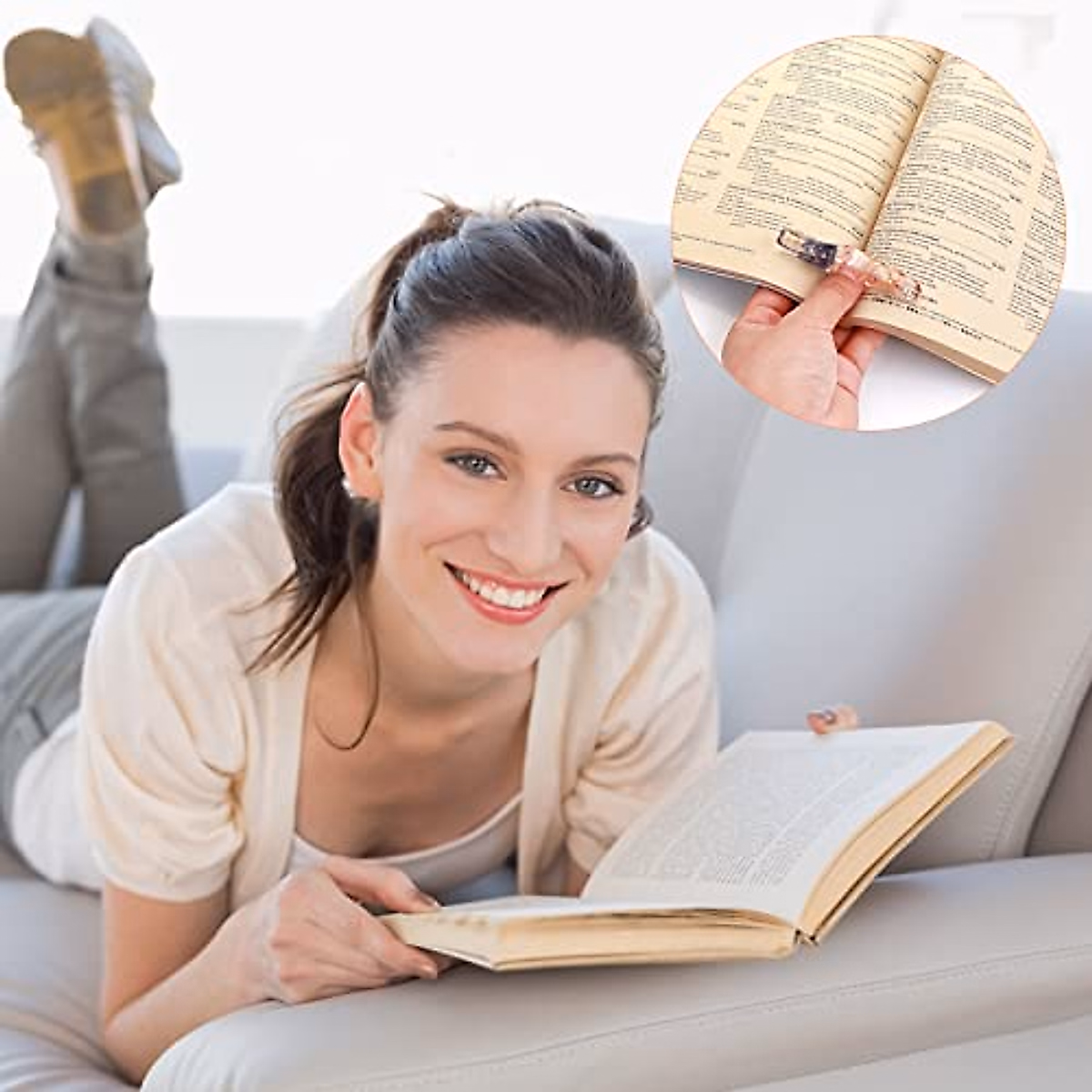 Prasacco 2 Pieces Book Page Holder, Dried Flower Transparent Thumb Ring Page Holder Handmade Personalized Flower Resin Bookmark Book Reading Accessories for Teachers Student Bookworm Readers Literary