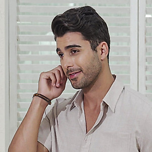 CARITATE To My Boyfriend Tiger Eye Leather Bracelets For Men, Mens Braided Beaded Bracelets Jewelry Birthday Anniversary Valentines Day Gifts For Him Boyfriend, Cool Men Jewelry Gifts For Men/BF