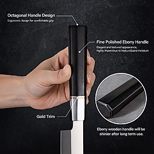 Sumteene Sushi Knife 12 inch(300mm), Sashimi Knife with High Carbon Stainless Steel Blade Yanagiba Knife, Octagonal Ebony Handle, Single Bevel Japanese Sushi Knife for Sushi & Sashimi, Fish Filleting