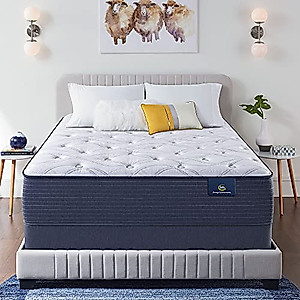 Serta - 14" Clarks Hill Elite Plush Queen Mattress, Comfortable, Cooling, Supportive, CertiPur-US Certified, White/Blue