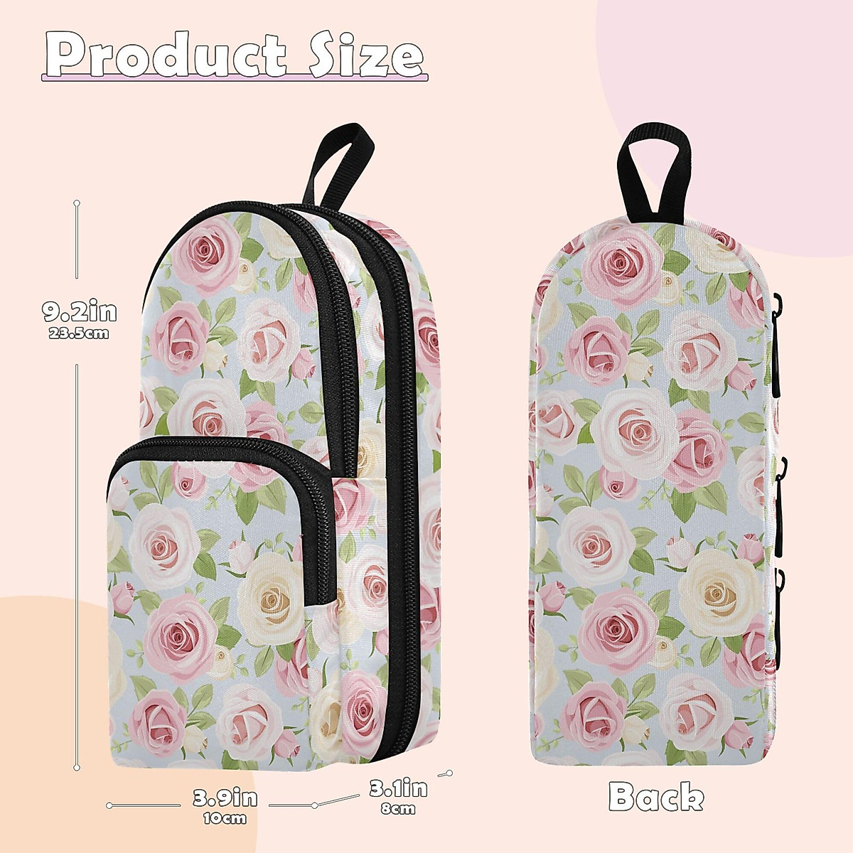 Sletend Stationery Pen Bag Rose Flower Durable Pencil Bag Pouch Box Organizer Cases Pencil Case Pouch Pen Case