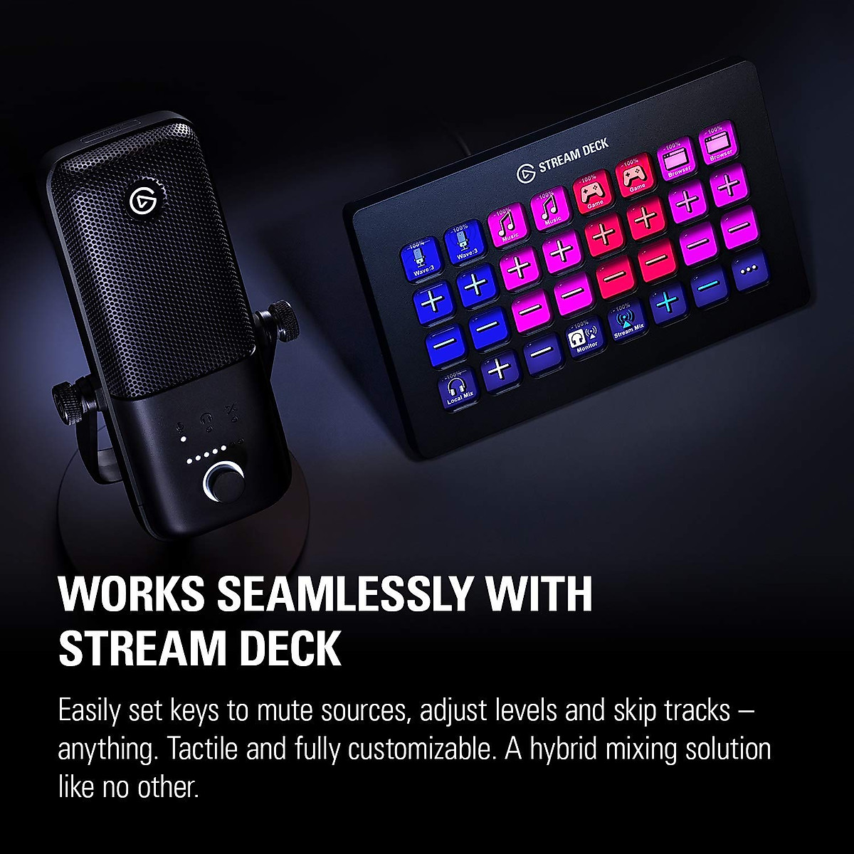 Elgato Wave:3 - USB Condenser Microphone and Digital Mixer for Streaming, Recording, Podcasting - Clipguard, Capacitive Mute, Plug & Play for PC/Mac (Renewed)