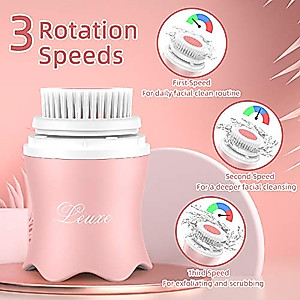 Facial Cleansing Brush 3 Modes Face Cleansing Brush with 3 Replacement Brush Heads, Rotating Face Brush for Deep Cleansing