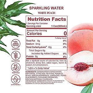 GENKI FOREST Flavored Sparkling Water White Peach, 11.15 fl oz Cans(pack of 24)…