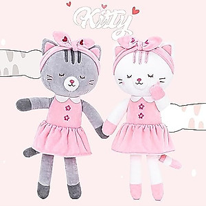 Lazada Stuffed Cat Dolls Animal Kitty Plush Toy Baby Girl Gifts White with Hair Band 16"