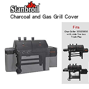 Stanbroil Grill Cover 8080 Replacement for Char-Griller Triple Play 93560 and Duo 5050 Double Play 5650 with Side Fire Box