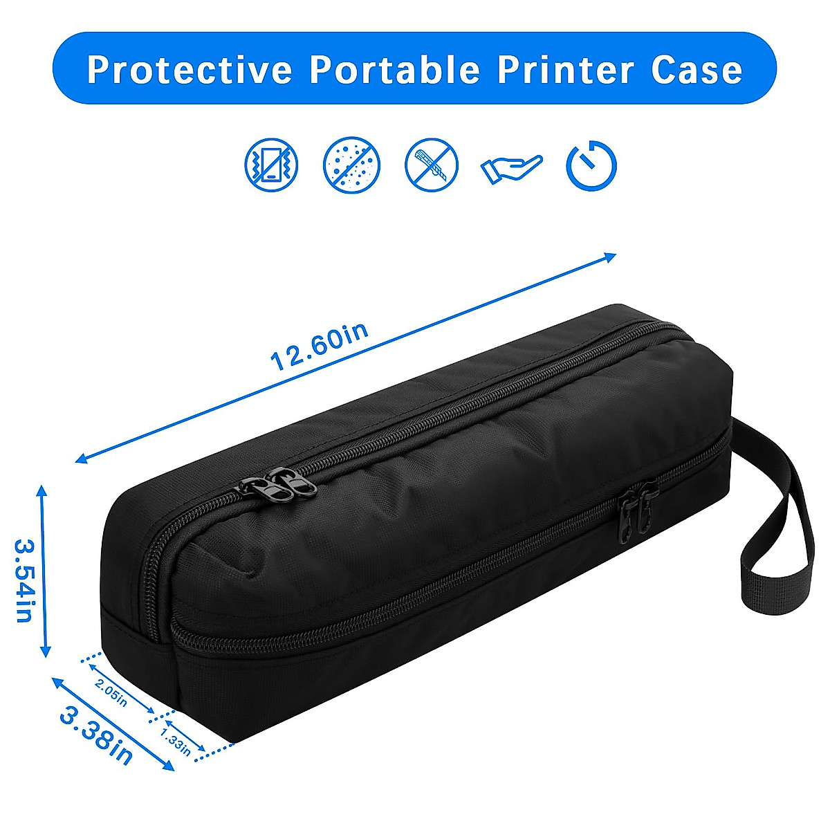CaSZLUTION Portable Printer Case for JADENS Wireless Portable Printer, Travel Storage Bag Compatible with Phomemo M08F Portable Thermal Printers, Letter & A4 Parper and Cable (Case Only)