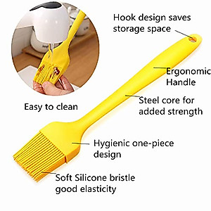 Silicone Basting Grill BBQ Sauce Baking Brush-Large Oil Brush-Perfect for Food,Marinating Meat,Steaks and Pastries(Yellow)