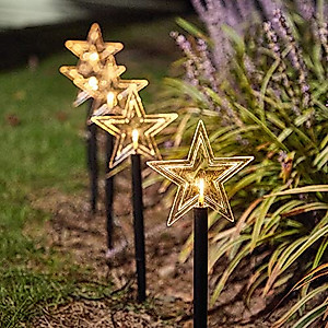Star Solar Decorations Lights, Outdoor Waterproof Stake Lights Landscape Decorative Lights for Christmas, Wedding, Party, Tree, Room, Garden, Patio, Yard, Home ( Warm White )