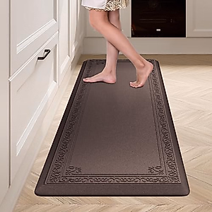 Anti Fatigue Kitchen Mats for Floor, Standing Desk Mat, Cushioned Comfort Mat for Home, Office, Laundry,Pain Relief, Non Slip Bottom, Waterproof & Easy to Clean, 24"x72", Brown