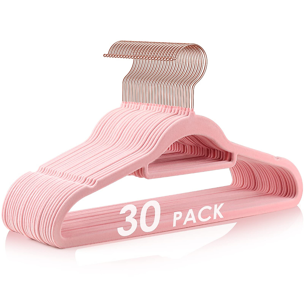 DUDUCOFU Velvet Hangers Non Slip Felt Hangers, 30 Pack Pink Velvet Hangers Clothes Hangers Space Saving Slim Hangers with 360 Degree Swivel Hook for Suits Coats, Jackets, Pants, and Dress Clothes