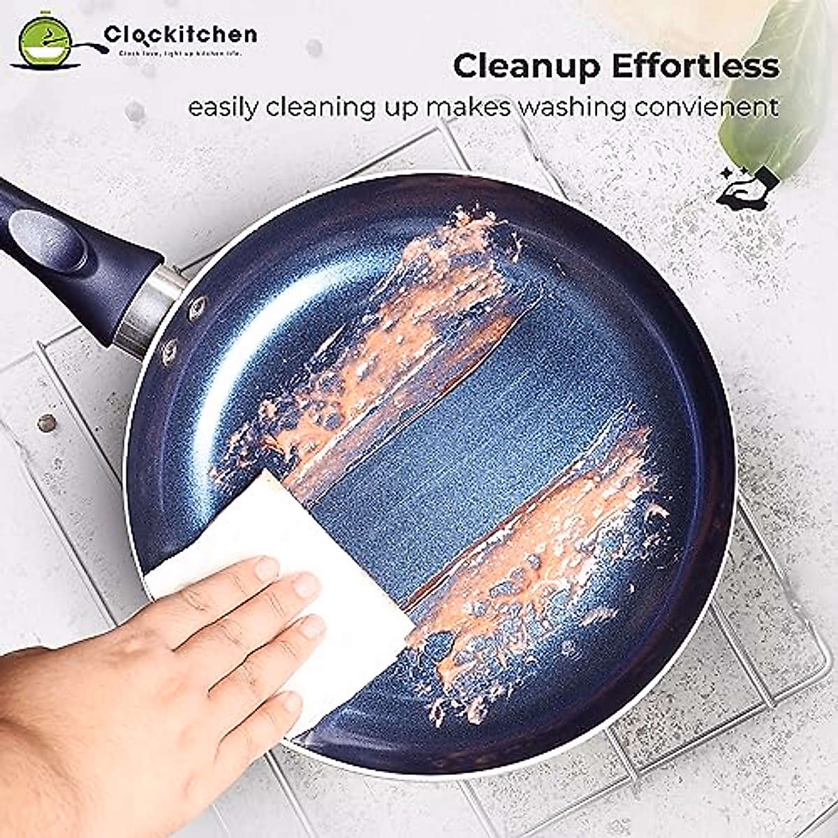 Pots and Pans Set,Aluminum Cookware Set, Nonstick Ceramic Coating, Fry Pan, Stockpot with Lid, Blue,10 Pieces