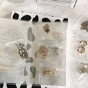 KDGENG Transparent Jewelry Storage Book with Pockets, Storage Booklet, Self Seal Plastic Pack, Frosted, No Tarnish, High Capacity, Lightweight And Easy to Carry for Travel (9 grid)