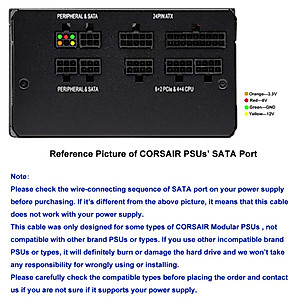 COMeap SATA Power Cable for Corsair PSUs, 6 Pin to 3X 15 Pin SATA Hard Drive Power Adapter Splitter for BTC Mining Riser Card 20-in(50cm)