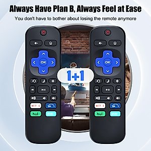 2 Pack Universal Replacement TV Remote Control ONLY for Roku TV, for TCL/Hisense/Sharp/Philips/Onn/Element/Insignia Roku TV. (NOT for Roku Stick or Box)
