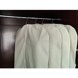 100% Cotton Canvas Garment Cover for Suits, Coats, Dresses; Travel Bag (Medium (24"x40"), Off-White)