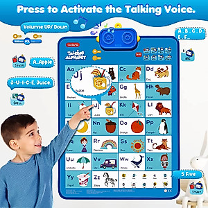 beiens Preschool Learning Activities, Autism Sensory Toys, ABC 123 Electronic Talking Poster Alphabet Wall Chart Interactive Learning Toys for Toddler Kids 2 3 4 5 Year Old Girls Boys Birthday Gifts