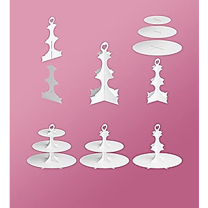 2 Pack Cupcake Stand Tower, BLISSURWhite Cupcake Tier Stand, 3 Tier Cup Cake Stand Cardboard Dessert Cupcake Stand Holder for Parties, Tiered Cupcake Stand (White)