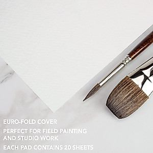 Fluid Artist Watercolor Pad, 140 lb (300 GSM) Cold Press Paper Pad for Watercolor Painting and Wet Media, Fold Over, 12 x 18 inches, 20 White Sheets