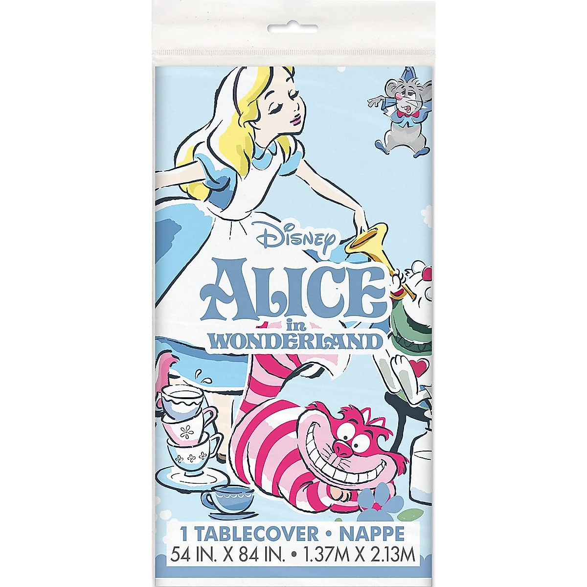 Disney Alice in Wonderland Rectangular Plastic Table Cover, 54" x 84" - 1 Count - Multicolored Table Cover, Perfect for Themed Parties & Magical Celebrations