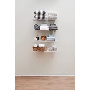 Rubbermaid Direct Wall Mount Linen Shelf Kit, White, Home Organization/Closet/Pantry Shelves for Clothes/Towel/Bedding, 3 Foot