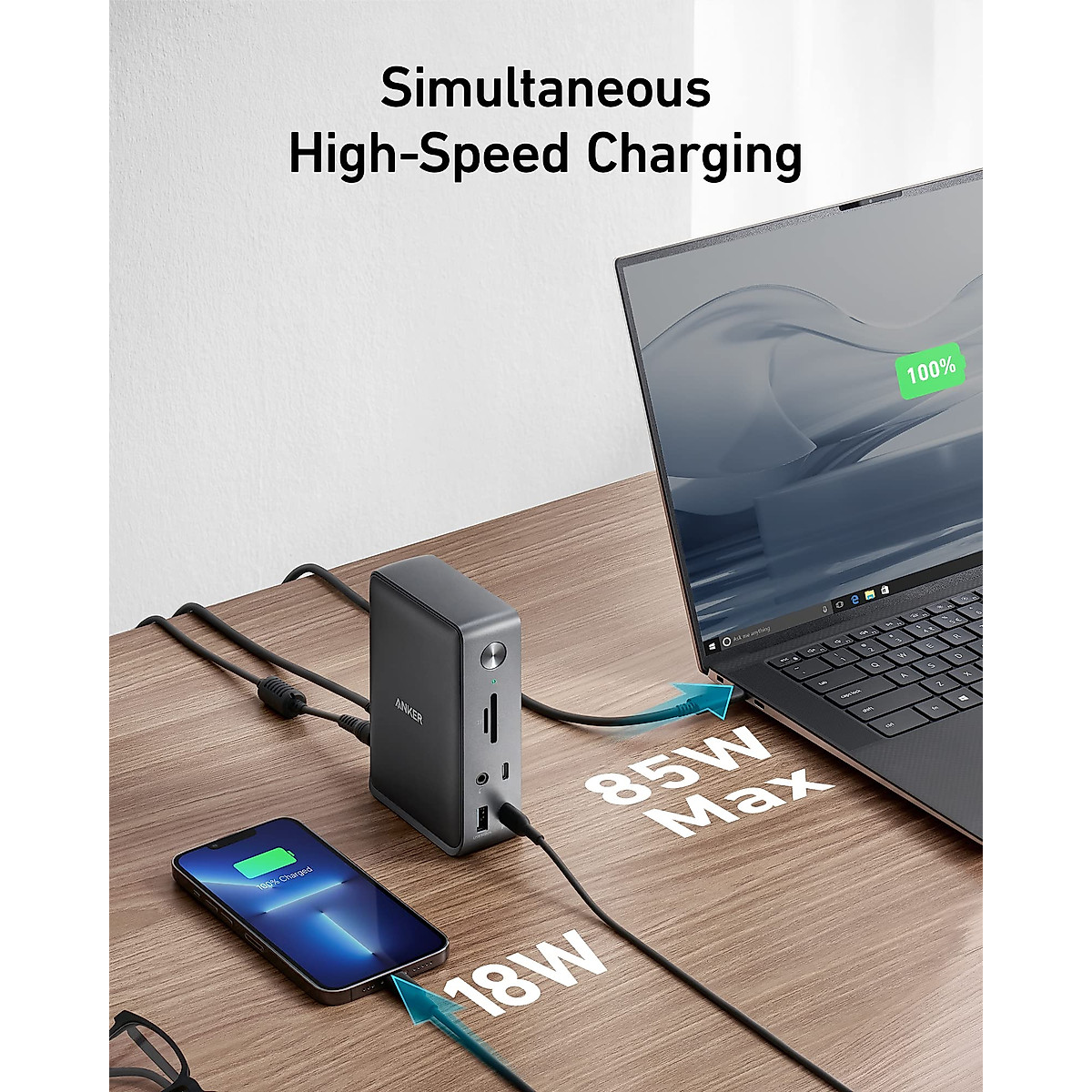 Anker Docking Station, Anker 575 USB-C Docking Station (13-in-1), Triple Display, 4K HDMI, 10 Gbps USB-C and 5 Gbps USB-A Data, 85W Charging for Laptop, 18W Charging for Phone, Ethernet, Audio, SD 3.0