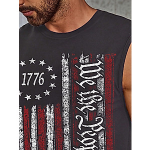 Heralady 4th of July Shirts Mens Muscle Tank Top 1776 Sleeveless Graphic Gym Workout USA Flag Shirt Grey XLarge