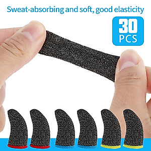 Ouligay 30PCS Finger Sleeves for Gaming Breathable Finger Sleeve Gloves for Gaming Finger Thumb Sleeves Set Gamer Thumb Sleeves Finger Covers Dedales Para Dedos Gamer for Mobile Phone Game