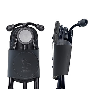 Aiotve Stethoscope Holder-Stethoscope Clip Hip Holder,Premium Leather Handmade Clip-on Stethoscope Hip Holder for Easily Accessible, Hygienic Stethoscope Attachment, for Physicians/Nurses(Black)