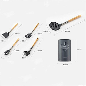 LMMDP Silicone Kitchen Utensils Set Cooking Tools Set Non-stick Spatula Shovel Brush Clips Spoon Whisk with Wooden Handle Kitchen Tool