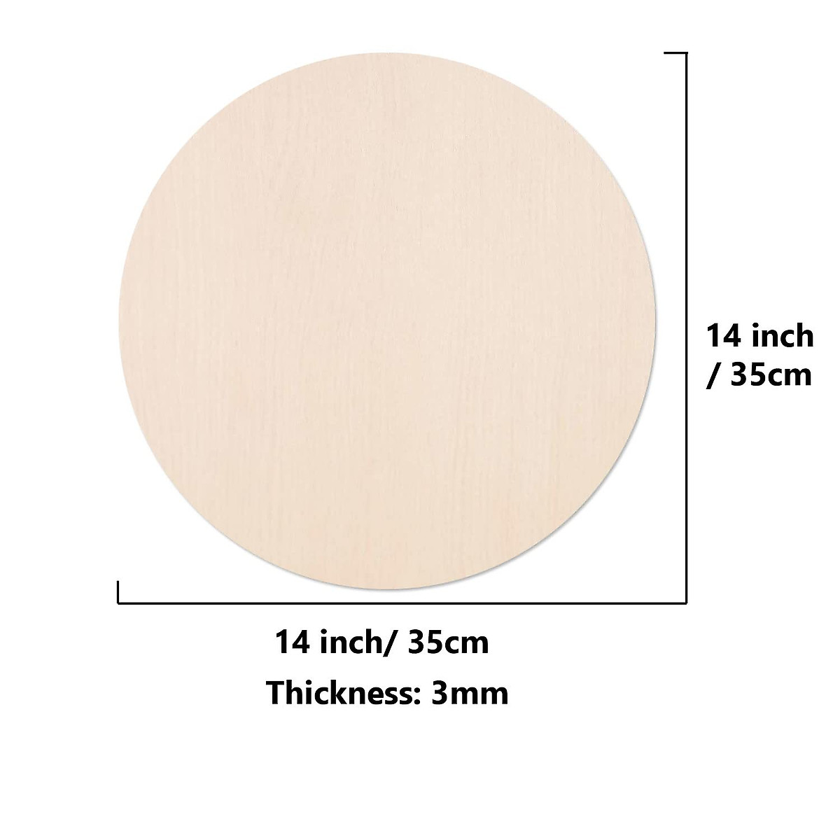 10PCS 14Inch Cutouts Blank Round Wood Slice Wood Circles for Crafts, Unfinished Wooden Slices Blank Round Wooden Circles, Wood Circles for Painting, DIY Door Hanger, Home, Party, Decor 0.1 Inch Thick