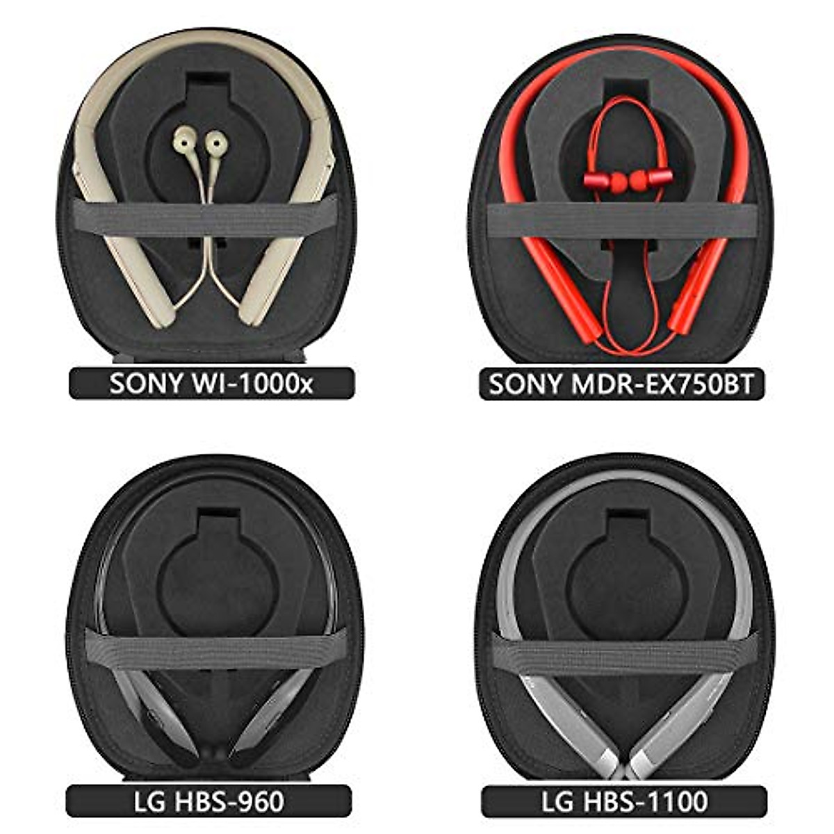 Geekria Shield Case Compatible with Audio-Technica, Bose, JVC, Jabra, LG, Sennheiser, Sony Headphones, Replacement Protective Hard Shell Travel Carrying Bag with Cable Storage (Black)