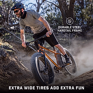 Mongoose Argus ST Fat Tire Mountain Bike for Adult Men Women, 26-Inch Wheels, Mechanical Disc Brakes, 17-Inch Steel Hardtail Frame, 7-Speed, Copper