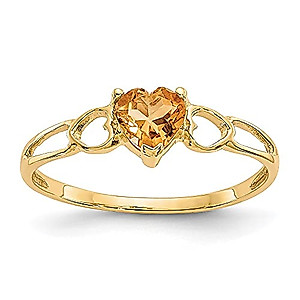 IceCarats 10K Yellow Gold Orange Citrine Heart Love Ring Gemstone Band November Birthstone Jewelry Size 7