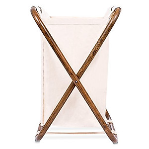 BIRDROCK HOME Single Rattan Laundry Hamper - Machine Washable Canvas Lining - Lightweight and Foldable - Removable Bag - Organizer