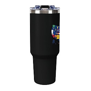 Flag Map of U.s. Insulated Tumblers with Handle Stainless Steel Coffee Mug Funny Travel Cup with Lid Straw 40oz