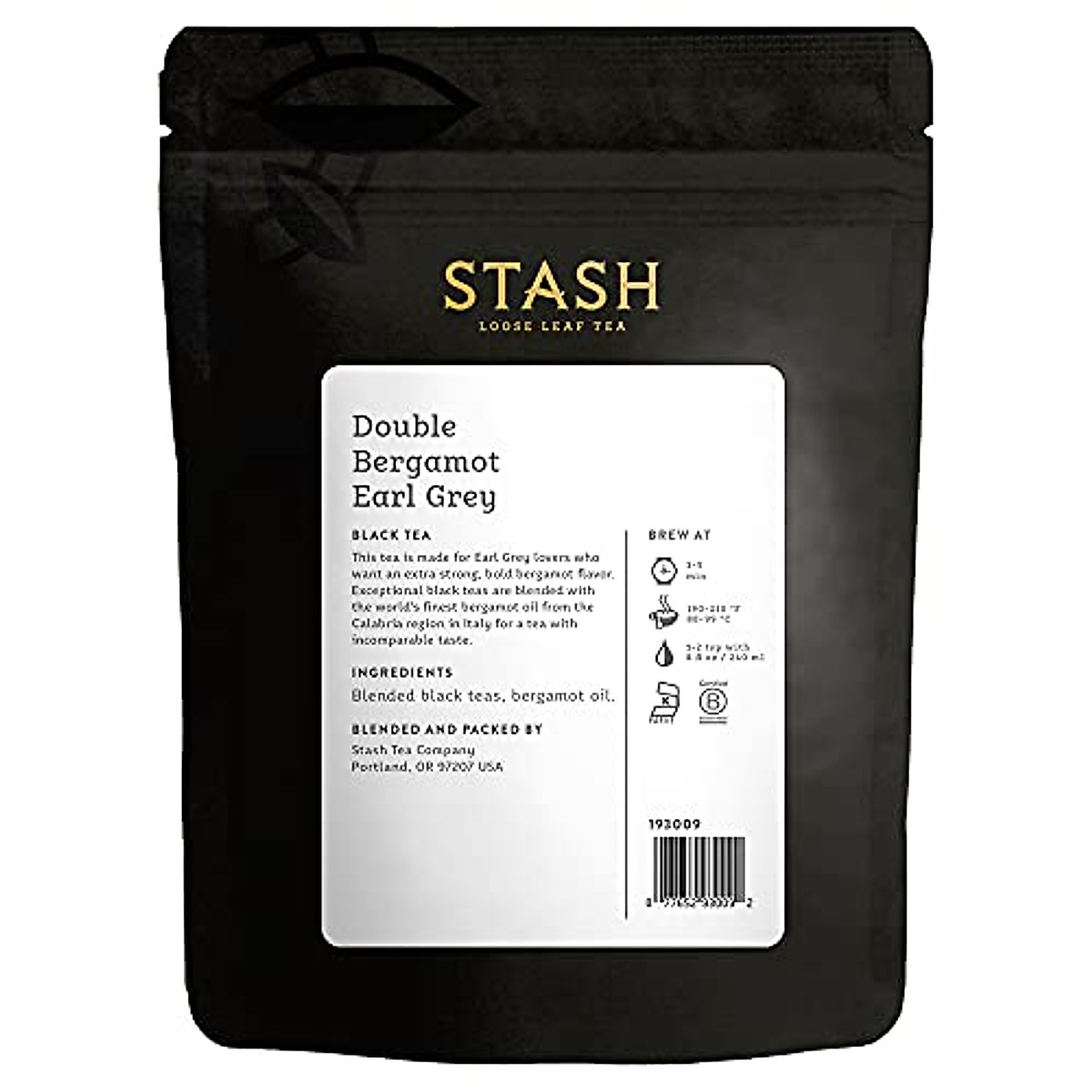 Stash Tea Double Bergamot Earl Grey Premium Loose Leaf Black Tea, 3.5 Ounces