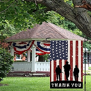 Patriotic American Soldier Thank You Garden Flag 12x18 Inch Double Sided 4th of July Independence Day Memorial Day Yard Outdoor Decor USA Flag