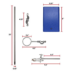 Chemical Resistant Steel Ring Stand Set - Lab Stand Support with Clamp - 8 Inch x 5 Inch Base, 24 Inch Rod - Use as Glass Funnel Stand or Test Tube Holder